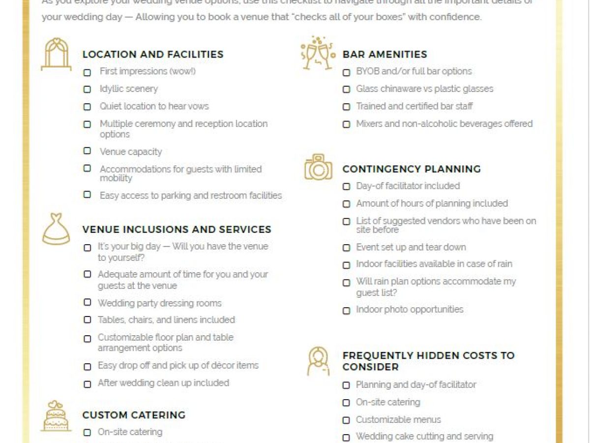 Free wedding venue checklist | Honestweddingadvice.com